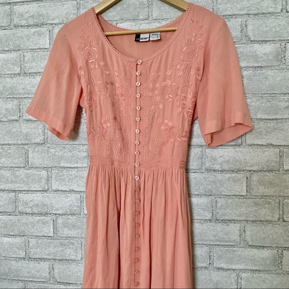 Together | Dresses | Together Vintage Embrodiered Maxi Shirt Dress ...